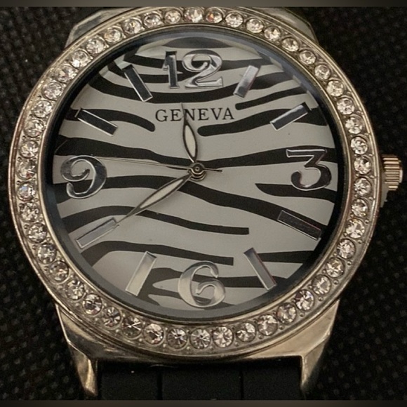 Geneva | Accessories | Vintage Geneva Zebra Pattern Watch With Black ...